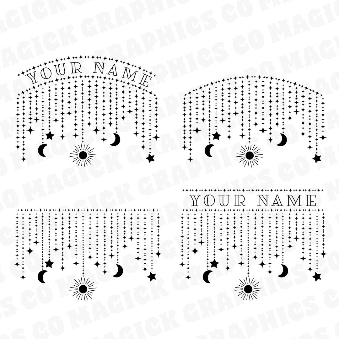 Stars, Moon, and Sun - Celestial Name Frame - SVG PNG DXF Files for ...