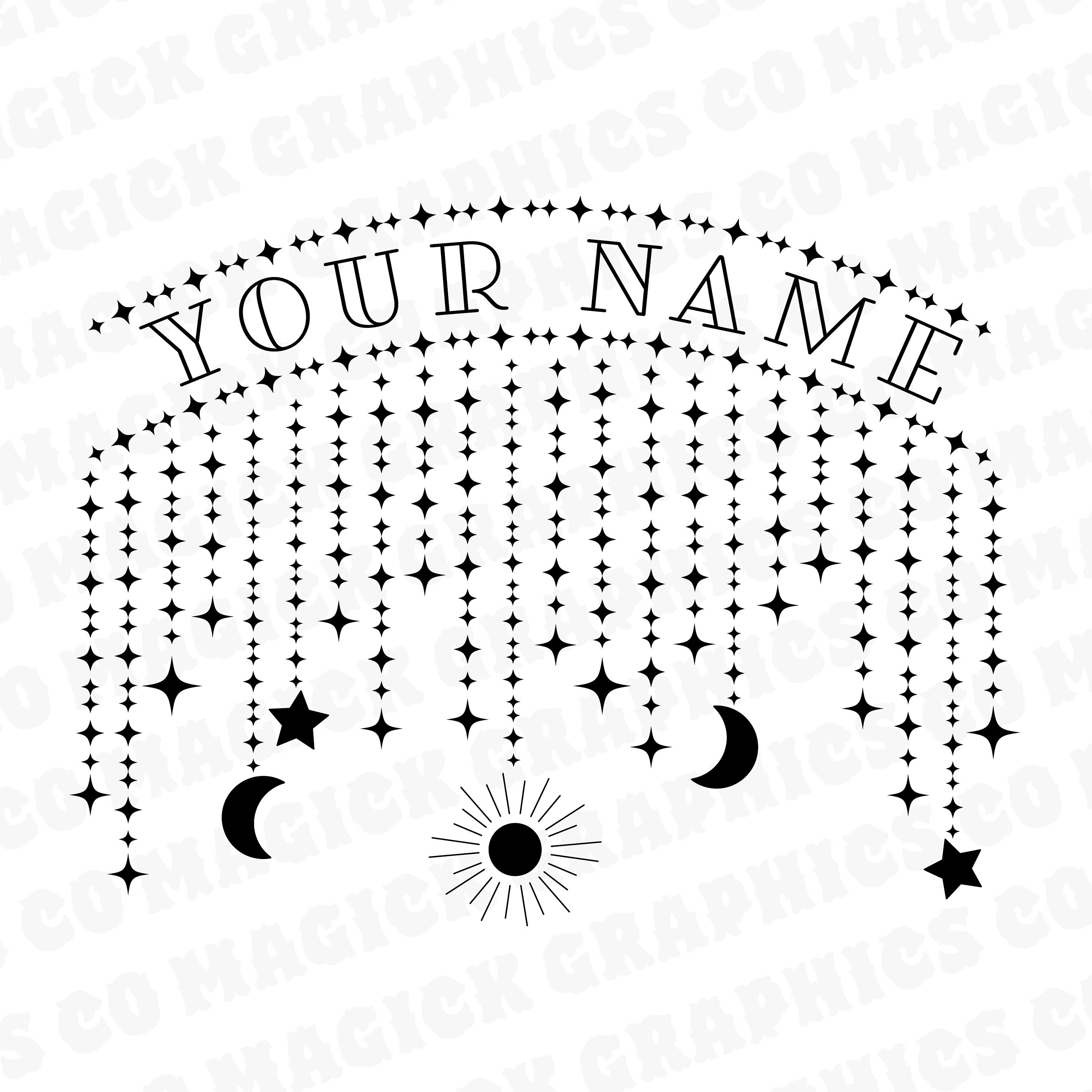 Stars Moon and Sun Celestial Name Frame SVG PNG DXF - Etsy