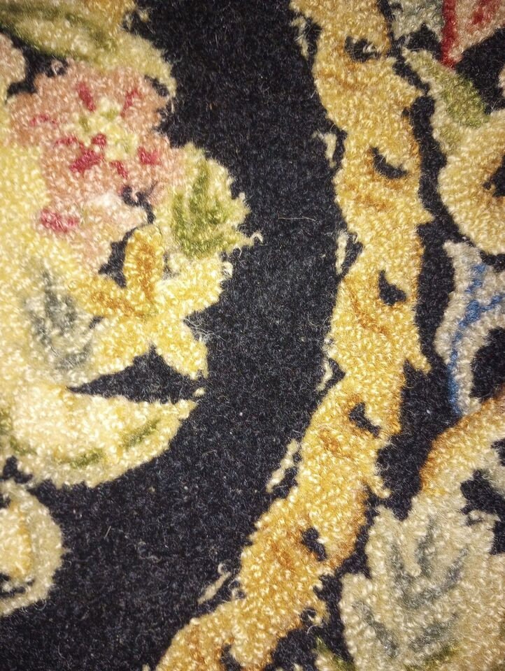 VINTAGE 23 Diameter Round HOOKED RUG, Primitive, Black and Flowers - Etsy