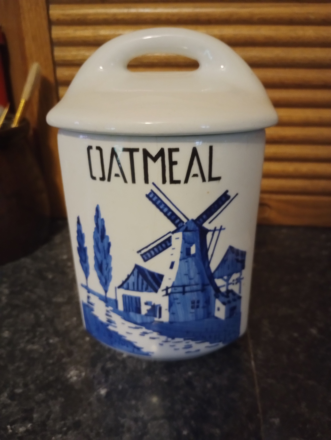Antique Oatmeal Canister, Blue Windmill Delft Design, Checkoslovakia - Etsy