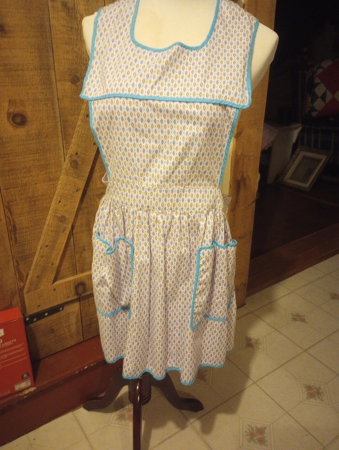 Vintage Bibbed Apron, Homespun, Hand Made - Etsy