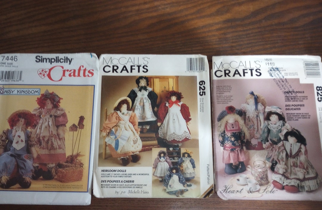 3 Vintage Doll Patterns, Cottagecore, Country, Cloth Dolls, New, Uncut ...
