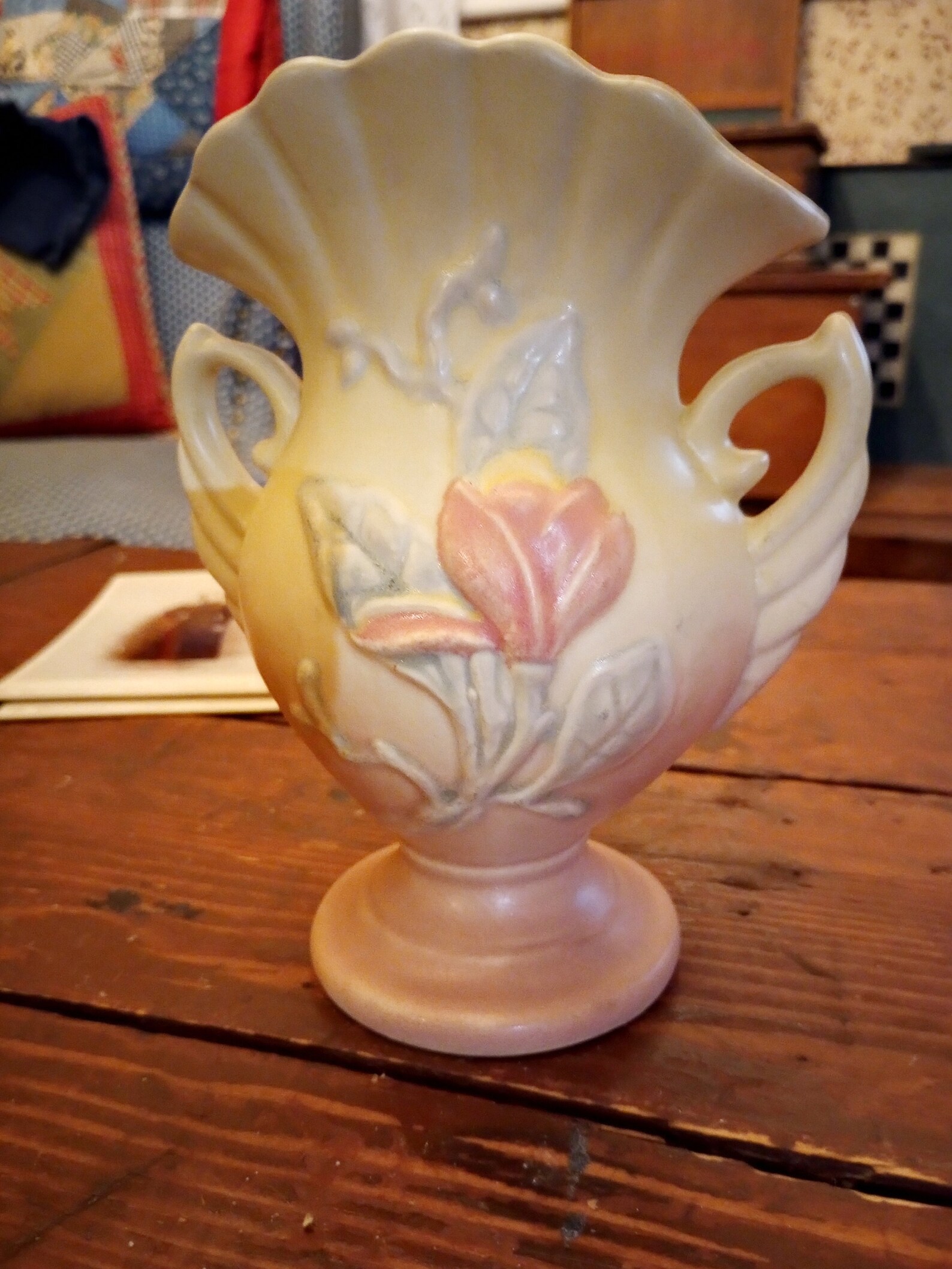 Vintage Hull Pottery Vase, Flower Pattern, Pink & Blue - Etsy