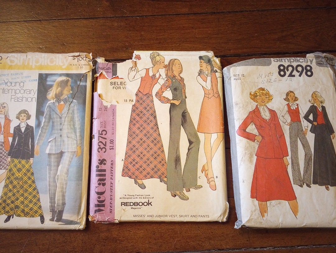 Lot/3 Vintage Patterns, Sz 12, Simplicity 8298, 5212, & Mccall's 3275 ...