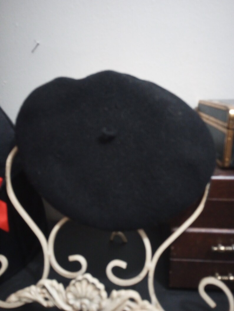 French Beret, Hat Cap Basque Campan Wool Black, France, Vintage - Etsy