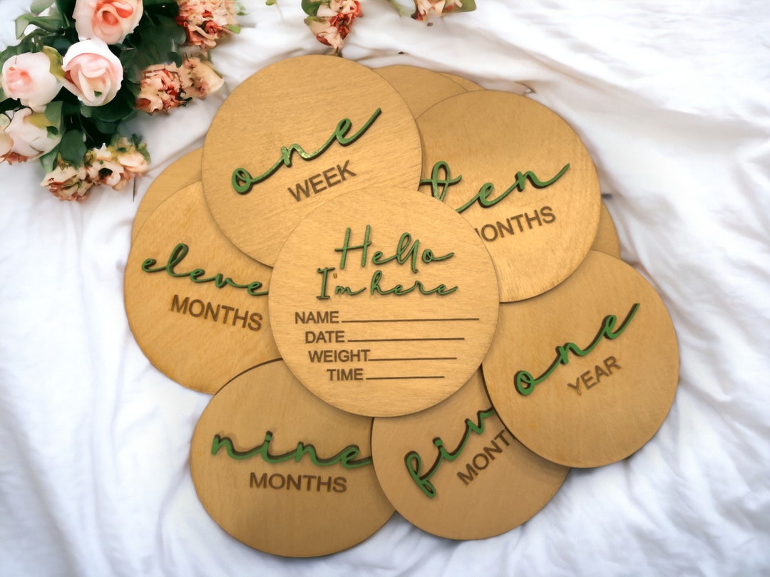 Milestone Monthly Baby Markers, 3d Wooden Monthly Milestone Cards for ...