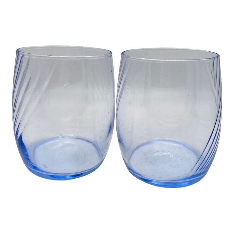 Vintage Libbey Misty Blue Optic Swirl Glassware 12 Ounce Etsy