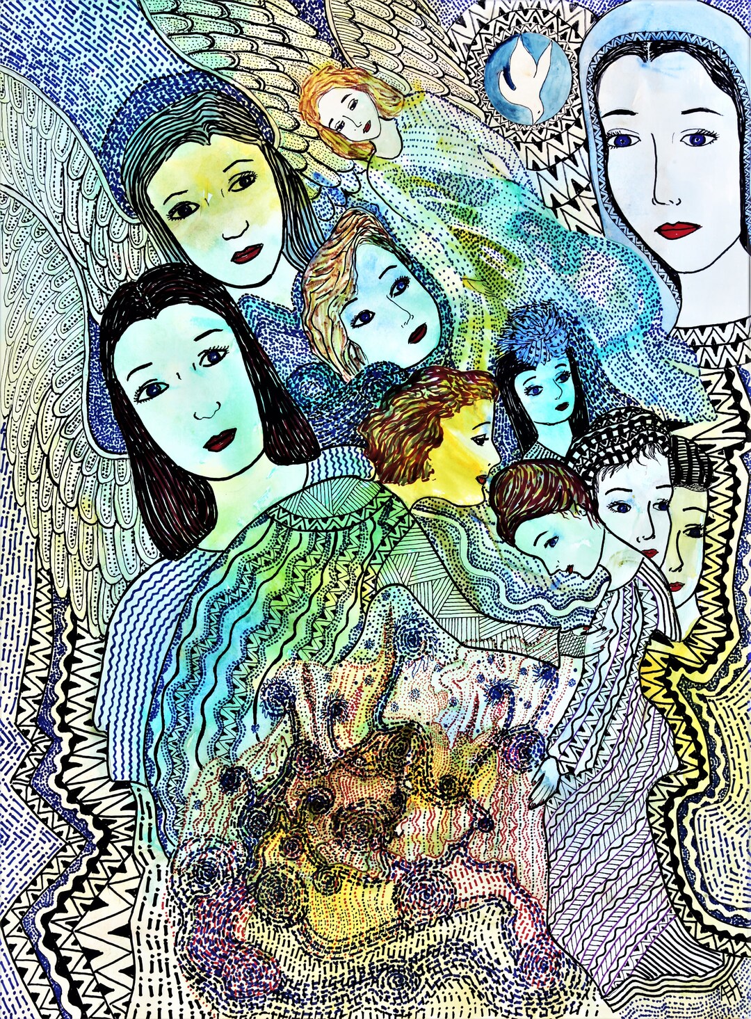 8x12 Ceramic Tile Print, "the Healing of Faith", Mixed Media, Collage ...