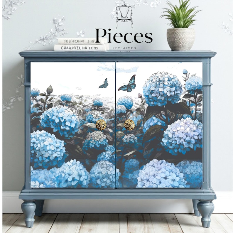 Hydrangea Dream Tissue Paper: Blue Floral Decoupage, Furniture ...