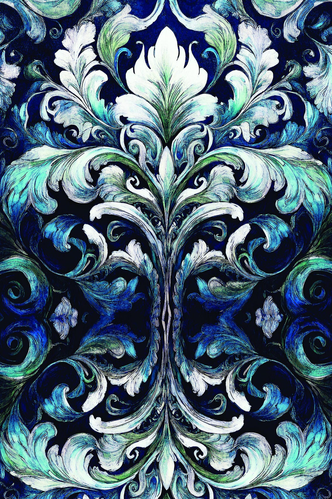 Damask Blue Decoupage Paper, for Furniture Upcycling, DIY Decor ...