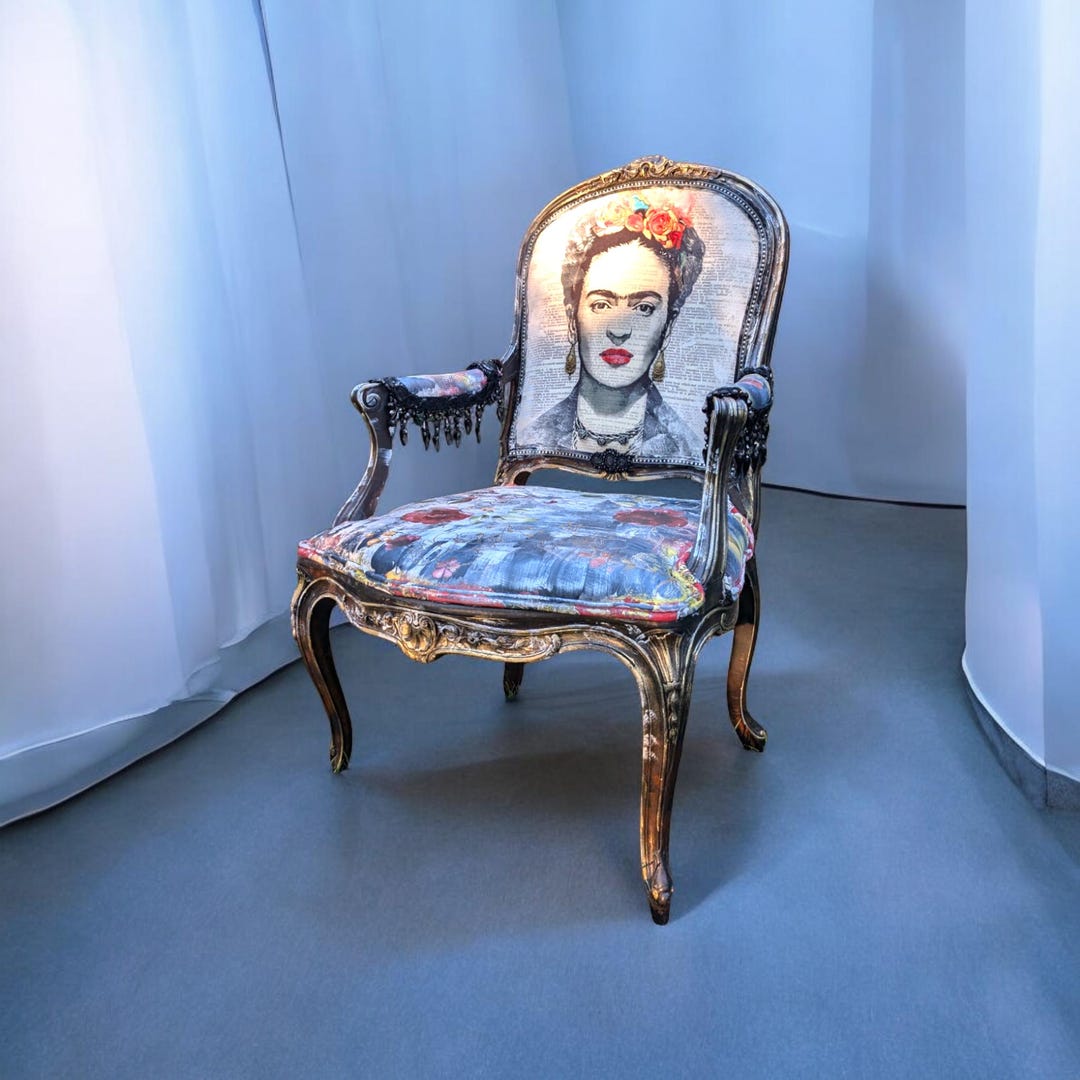 Frida Kahlo's Eclectic Boho Chair, Funky Colored Chair. This Unique ...