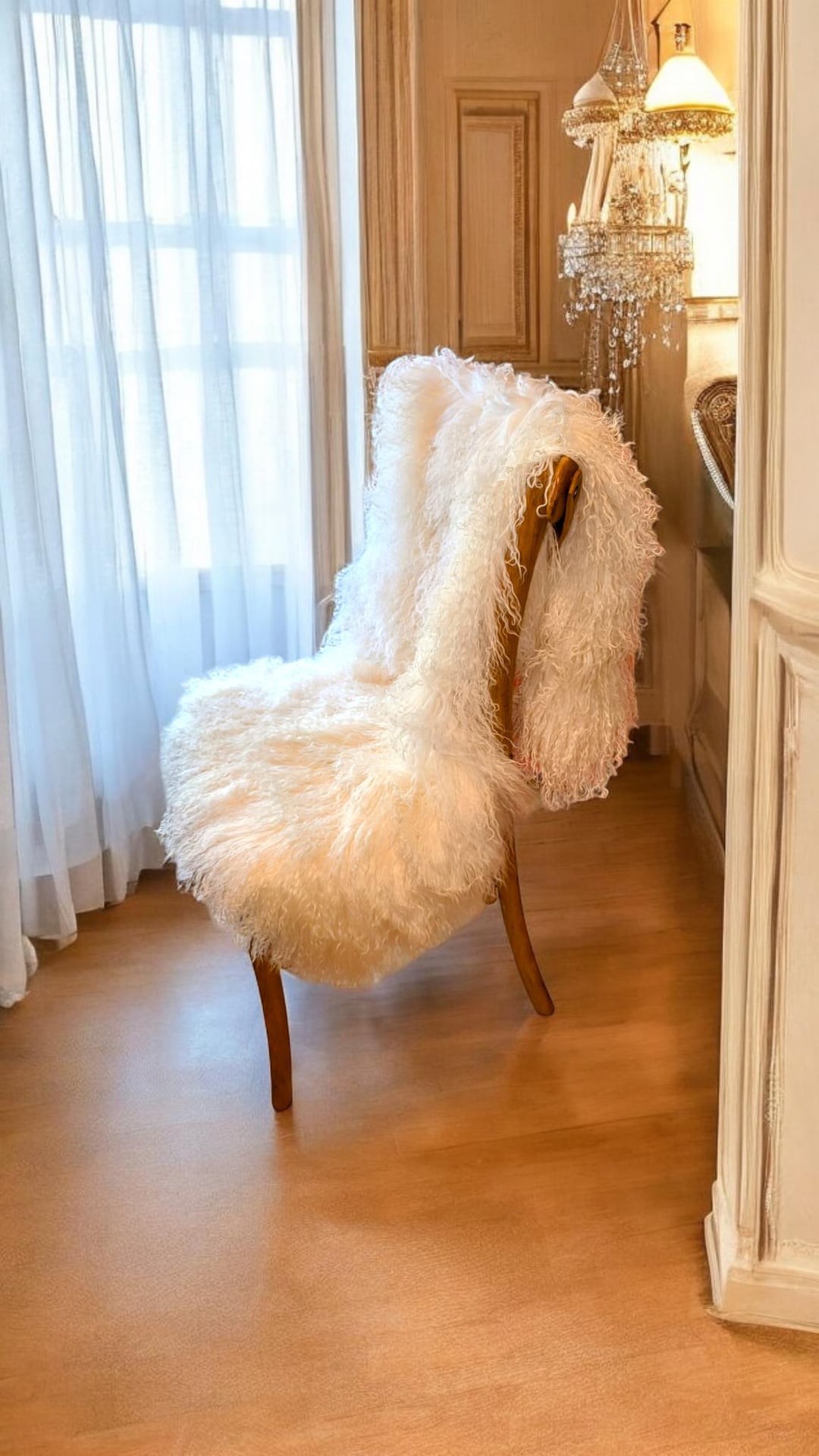 Genuine Mongolian Sheepskin Fur Rug Chair Cover | Eco-friendly Natural ...
