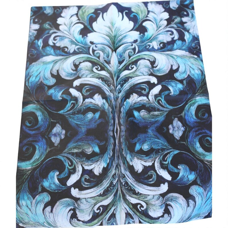 Damask Blue Decoupage Paper, for Furniture Upcycling, DIY Decor ...
