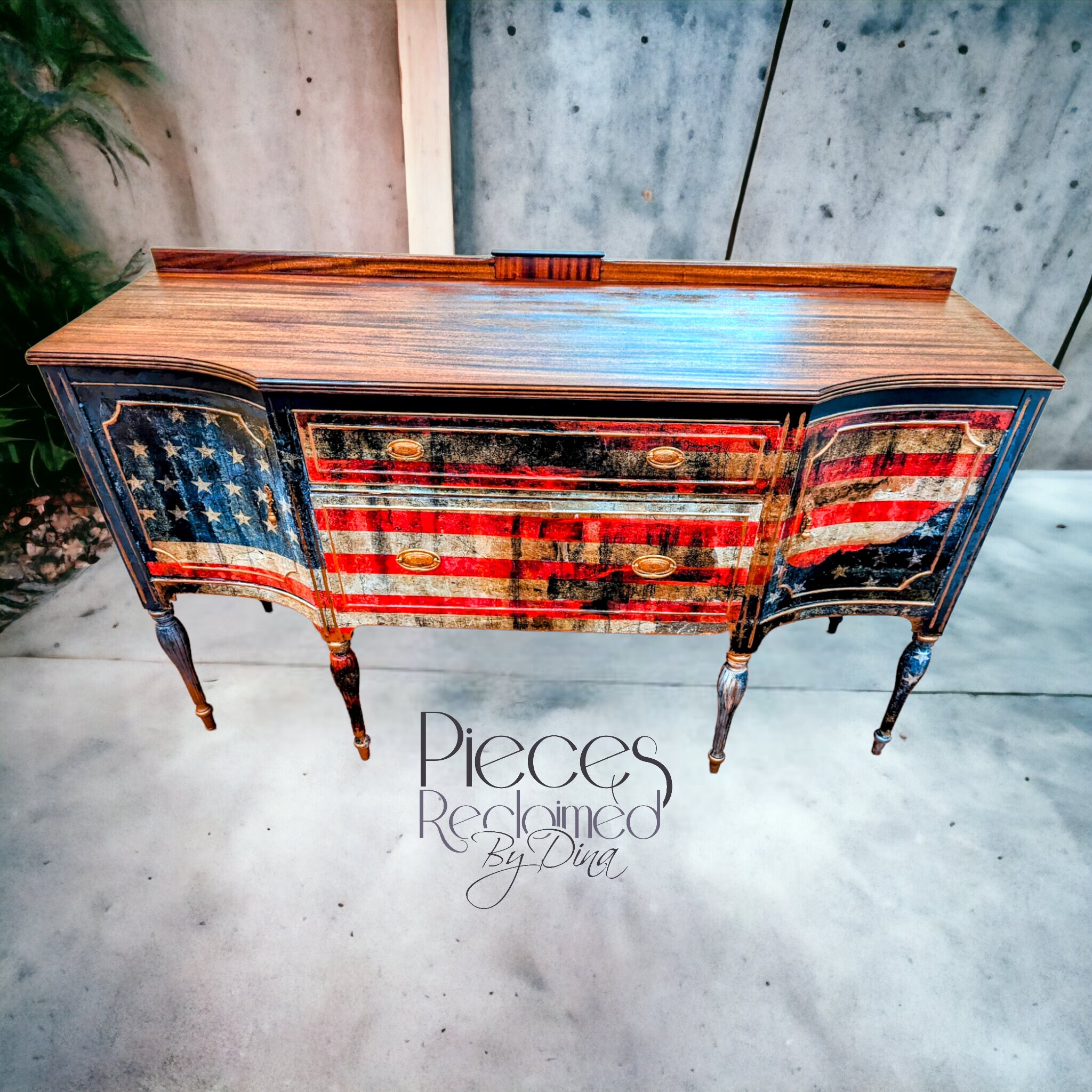 Western Style Sideboard Table, Rustic Style Furniture, Distressed Wood ...