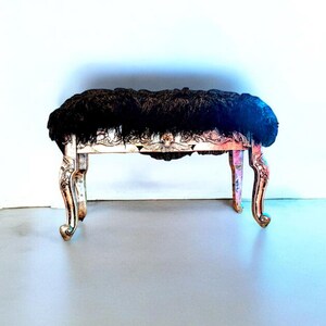 Handmade Gothic Punk Bench: Black Mongolian Fur & Skull Art - Etsy