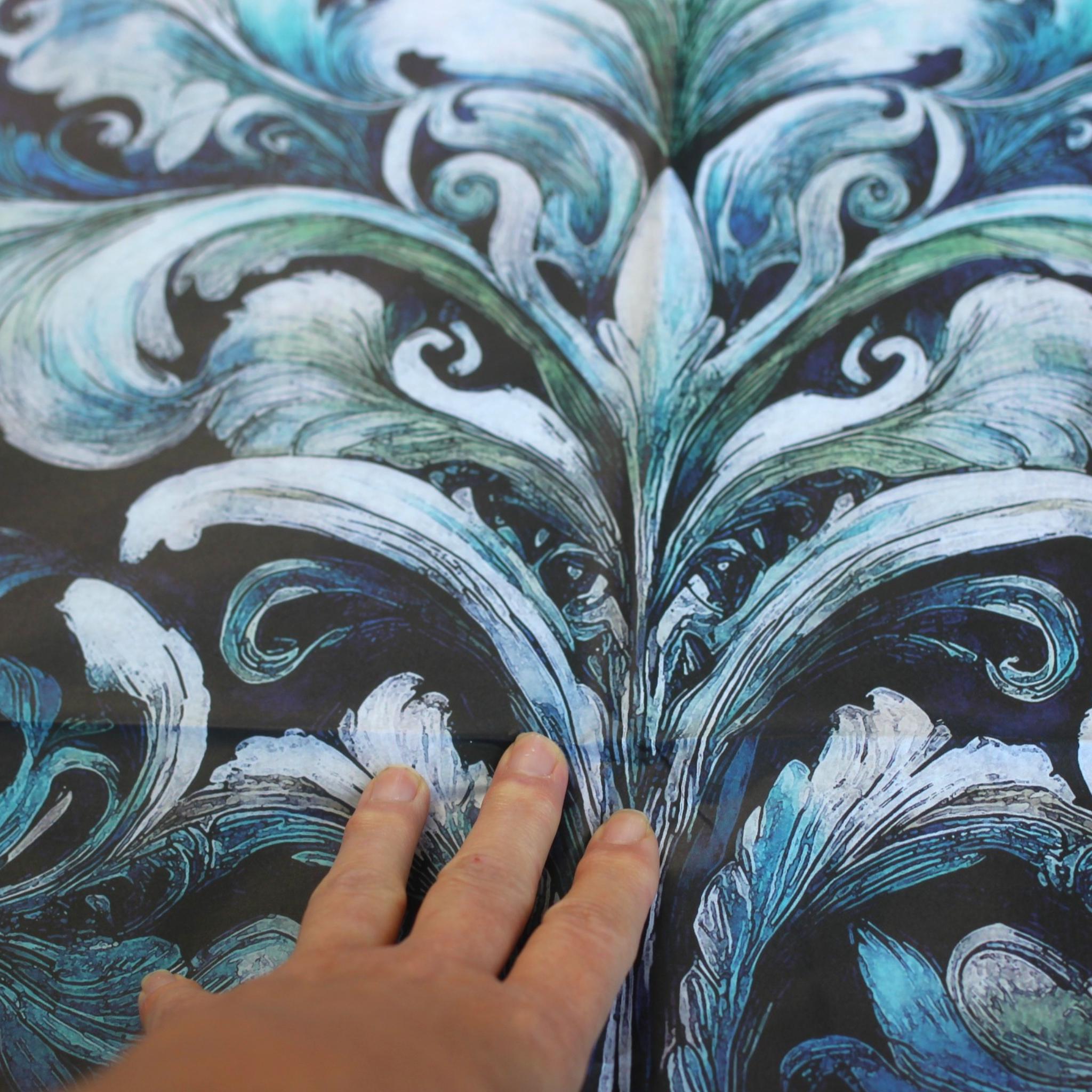 Damask Blue Decoupage Paper, for Furniture Upcycling, DIY Decor ...