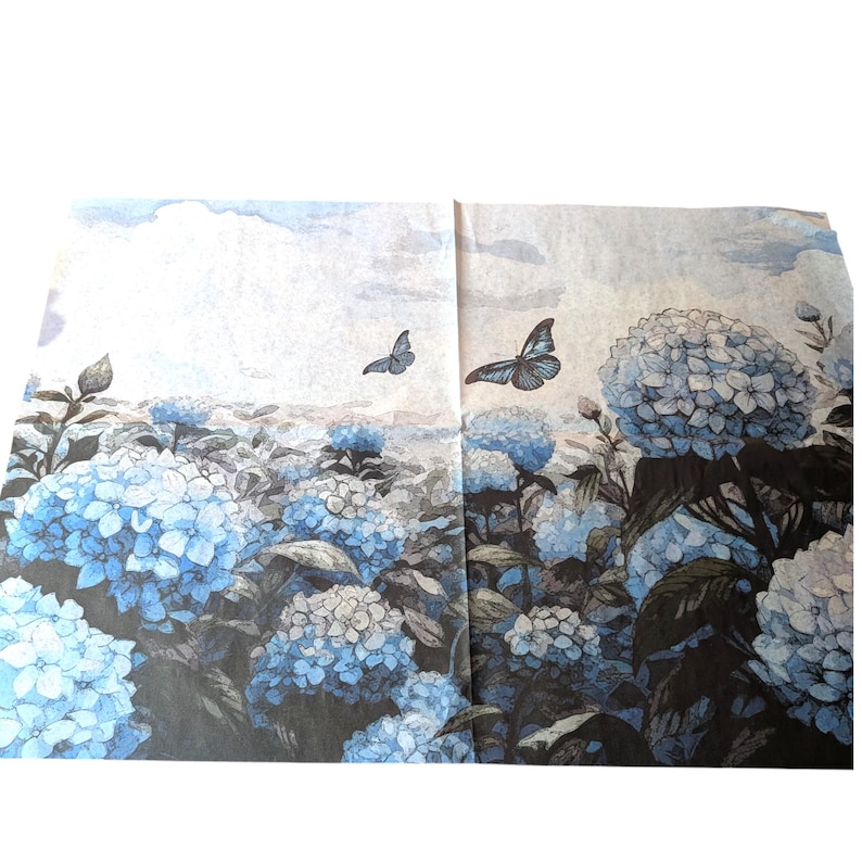 Hydrangea Dream Tissue Paper: Blue Floral Decoupage, Furniture ...