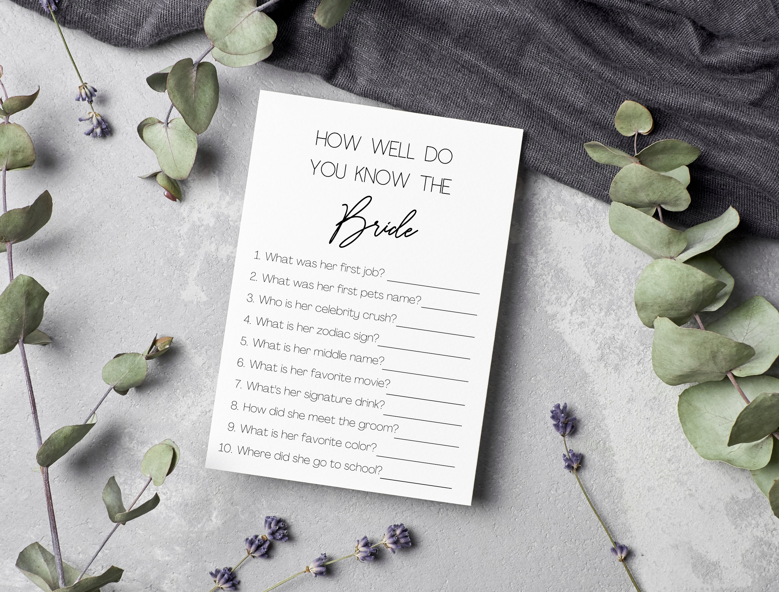 How Well Do You Know the Bride Template, Bridal Shower Game, Bridal ...