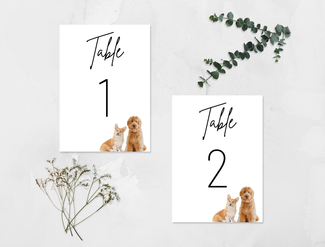 Minimalist Table Number Template, Personalized Pet Table Number, Table ...