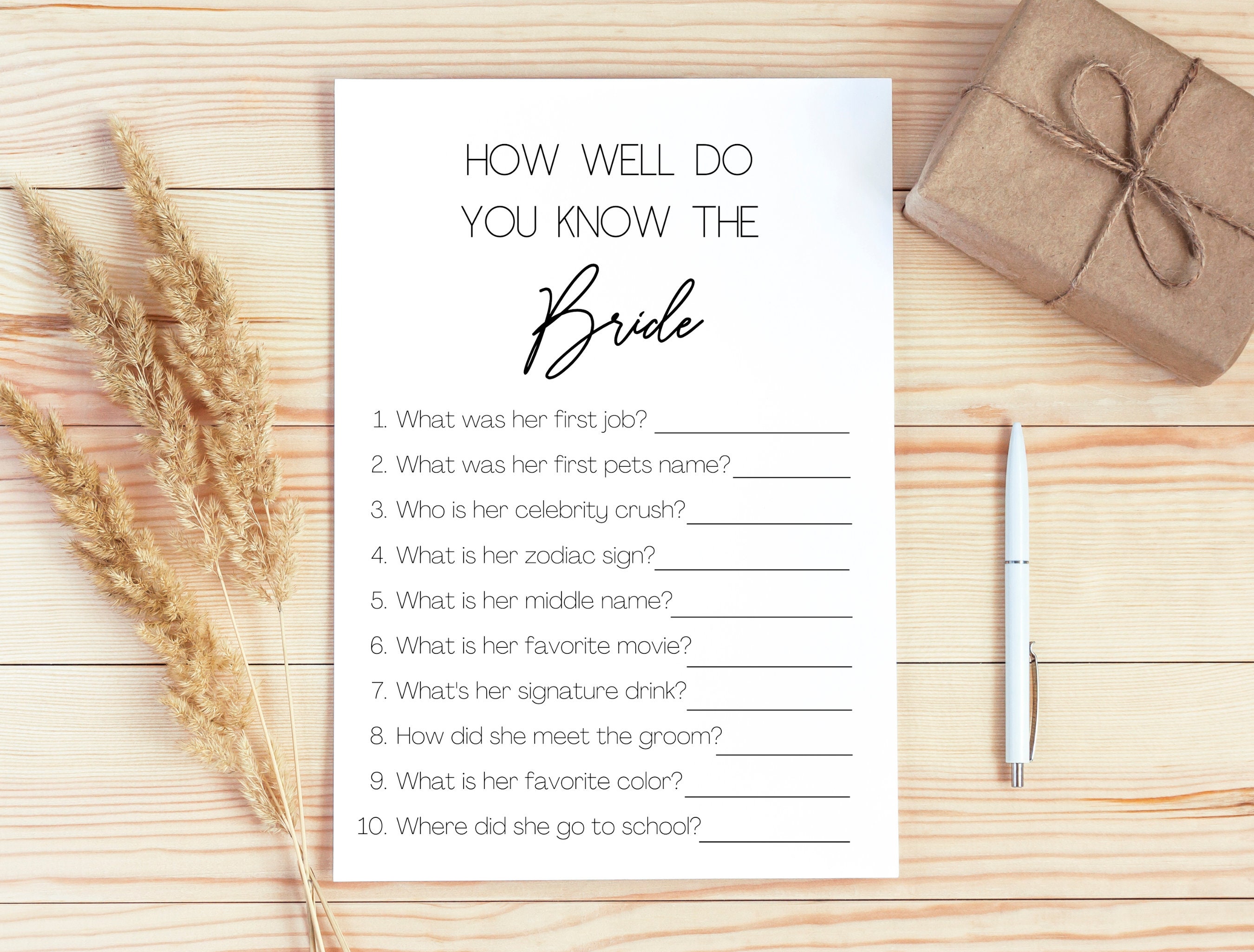 How Well Do You Know the Bride Template, Bridal Shower Game, Bridal ...