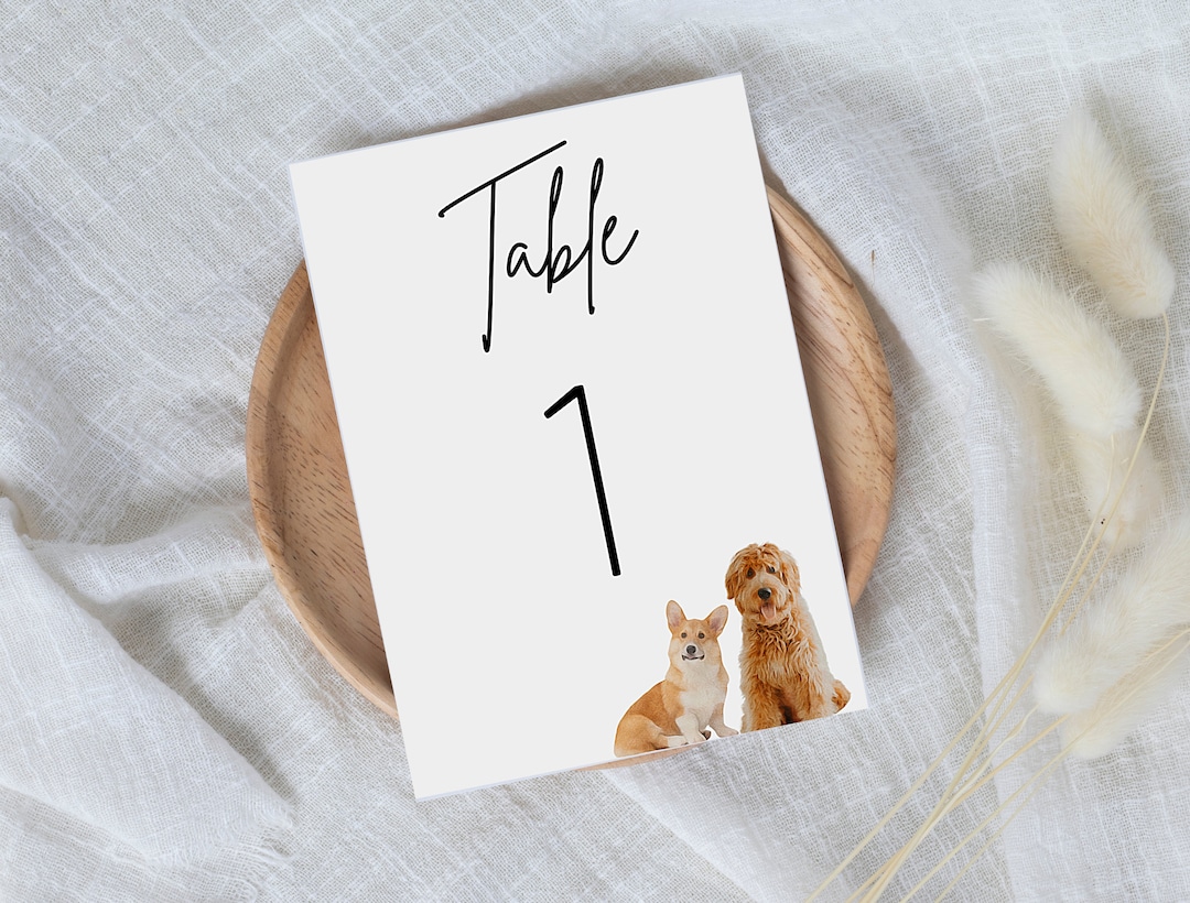 Minimalist Table Number Template, Personalized Pet Table Number, Table ...