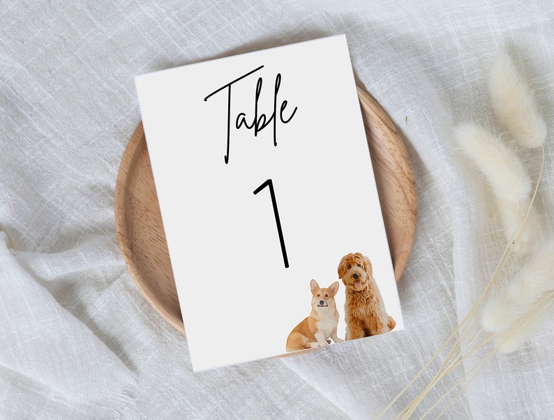 Minimalist Table Number Template, Personalized Pet Table Number, Table ...