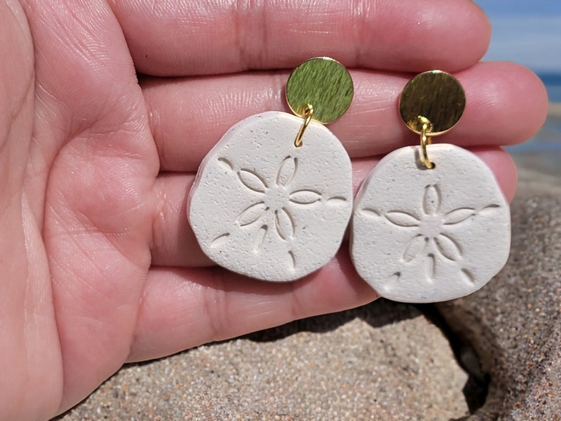 3 Tiered sand Dollar Clay Dangle Earrings Beach Clay - Etsy