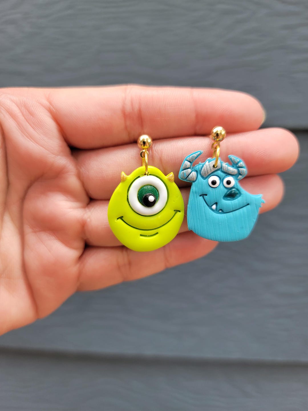 Monster Inc. Clay Dangles | Mike and Sully Clay Earrings | Gift Ideas ...