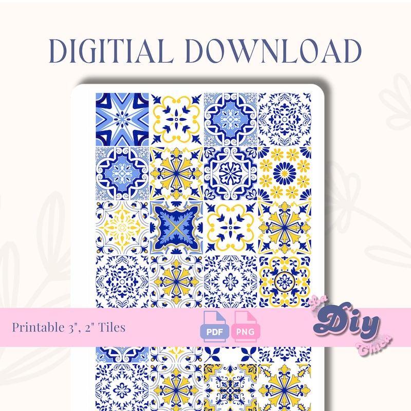 Blue White Tiles Digital - Etsy