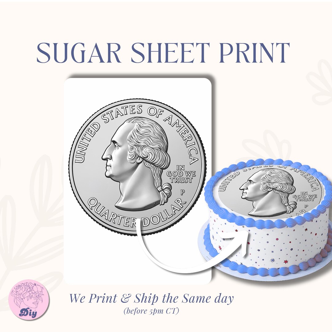 Quarter Coin Edible Frosting Sheet, 25th Birthday Cake Topper, Edible ...