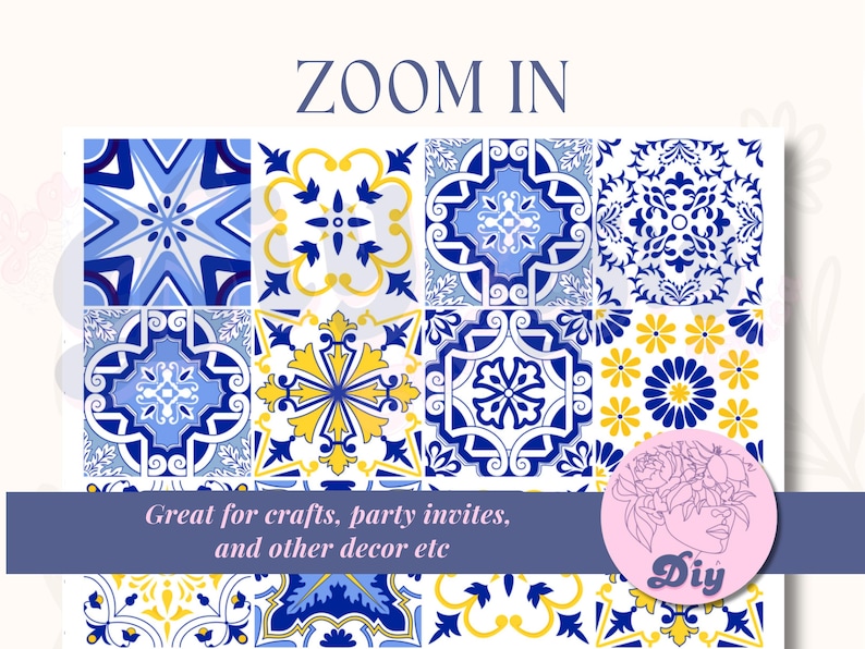 Italian Tiles Printable | Talavera | Blue Azul Vibrant| Ornamental ...