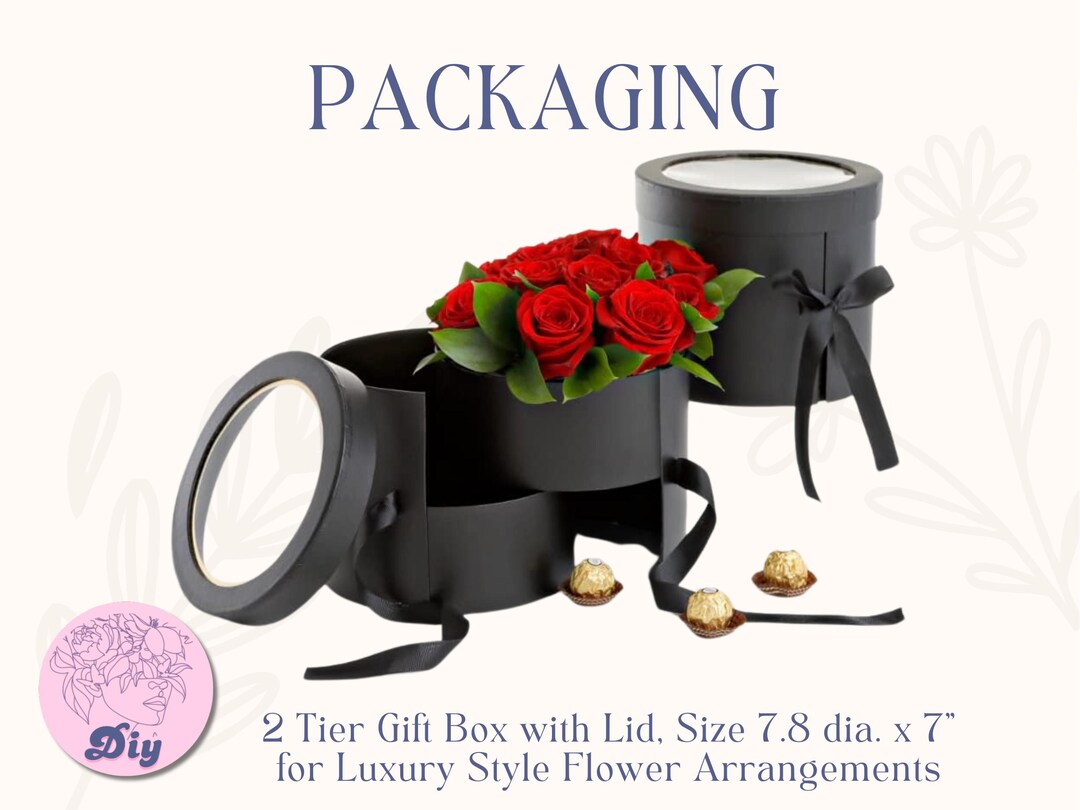 Two-drawer Round Box With Clear Lid |gift Box |flower Box | Holiday Box ...