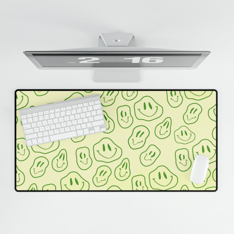 Smiley Face Desk Pad, Cute Desk Mat Accessory, Trendy Workspace, Trippy ...