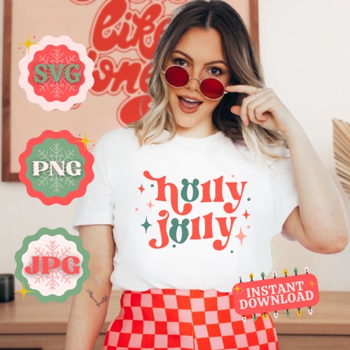 Retro Christmas SVG Holly Jolly SVG Cute Christmas SVG - Etsy