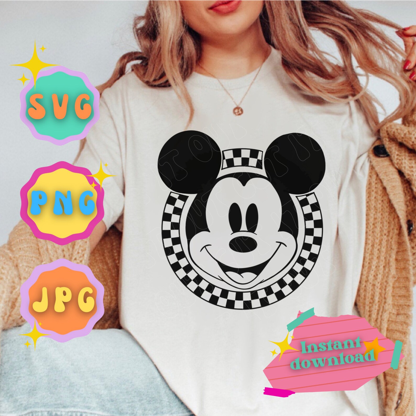 Checkered Mouse SVG PNG JPG - Etsy