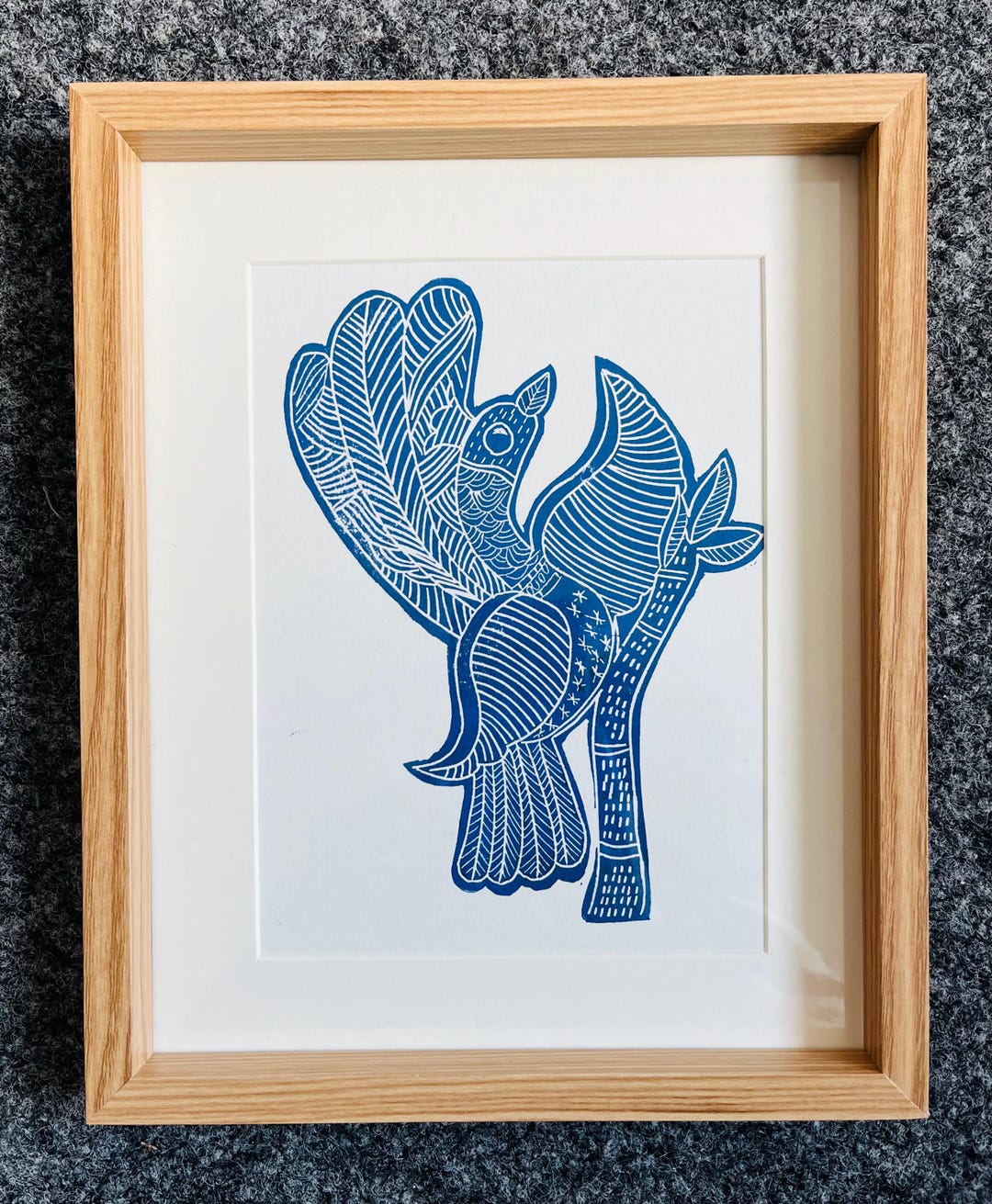 Handmade Linocut - Bird - Peacock - Gond Art- India - A5 - Art Print - Etsy