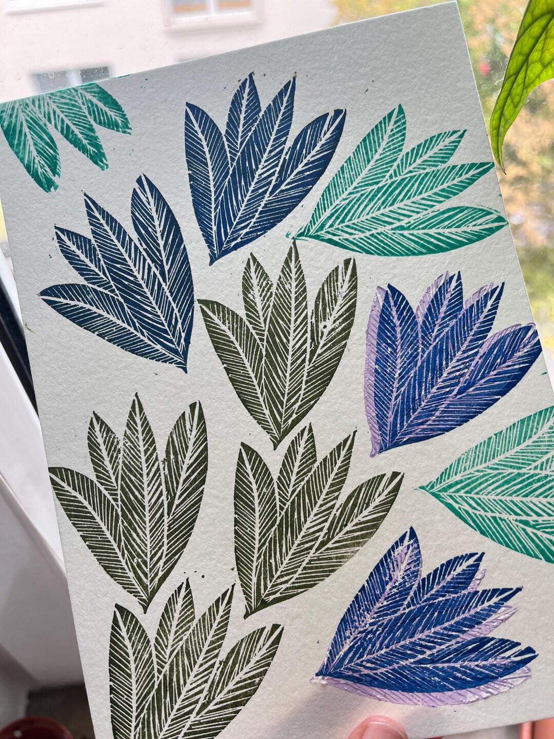 Handmade - Linocut -leaves -autumn -A5- Art Print - Decor - Etsy
