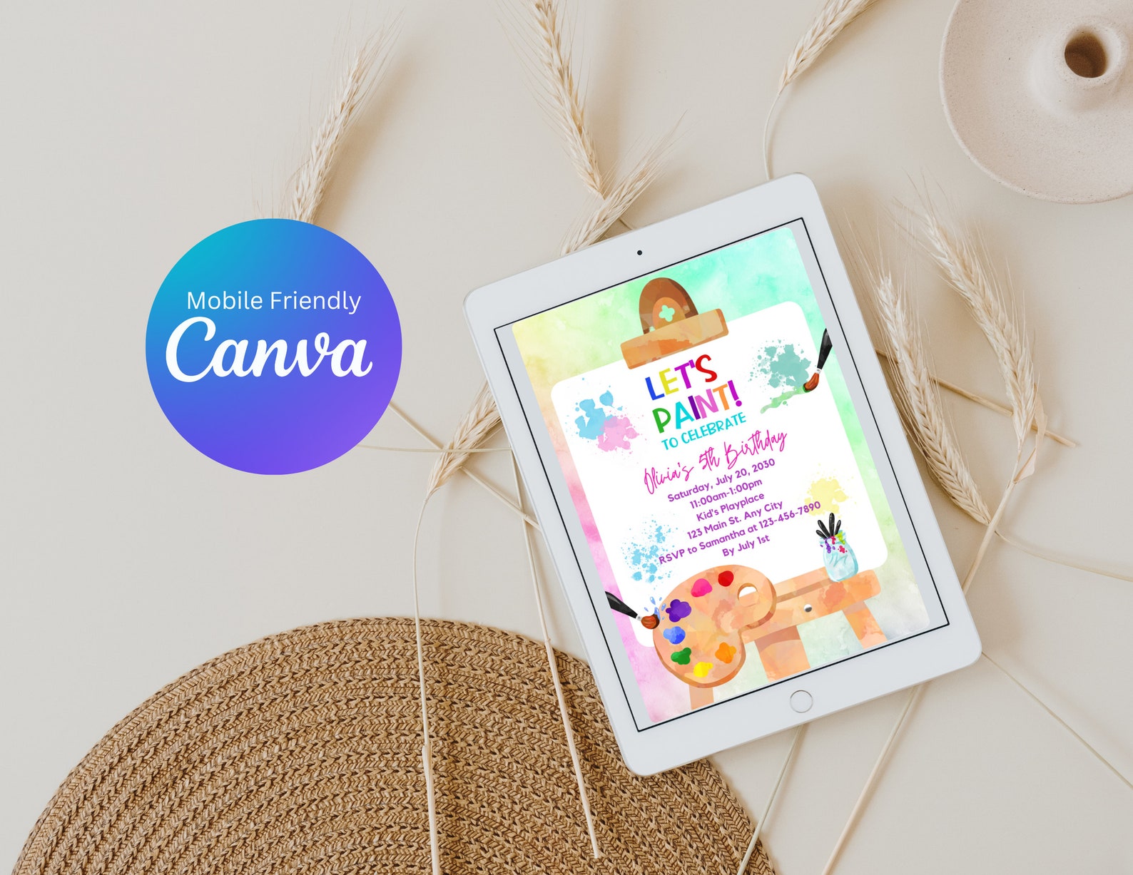 Editable Let's Paint Birthday Invitation Template, Instant Download - Etsy
