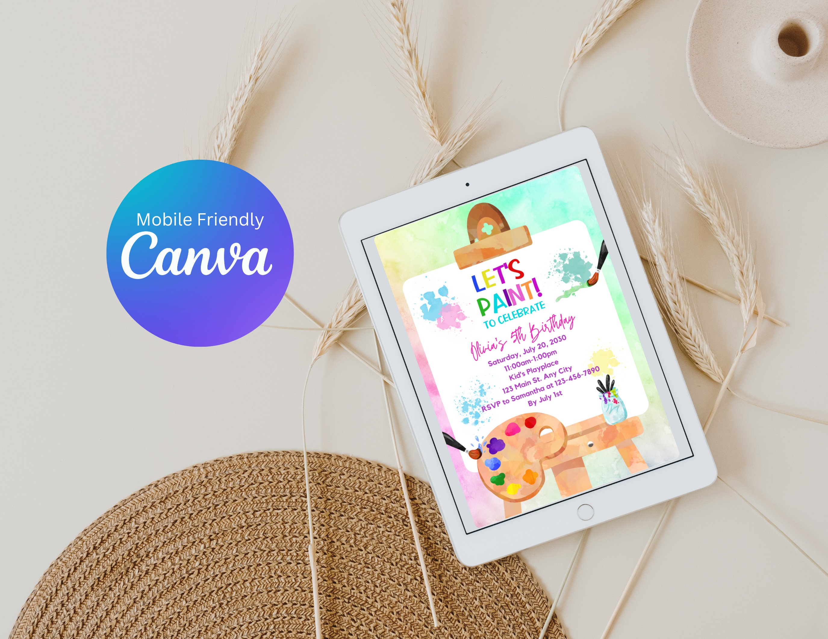 Editable Let's Paint Birthday Invitation Template, Instant Download - Etsy