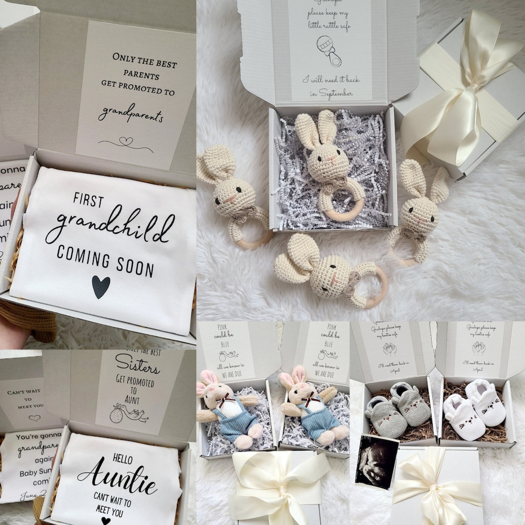 First Grandchild Announcement, Baby Announcement Gift Box, Pregnancy ...