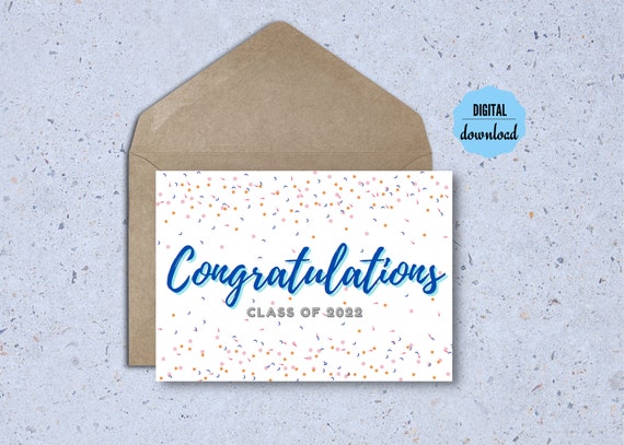 Printable Congratulations Class of 2022 Card With Envelope | Etsy