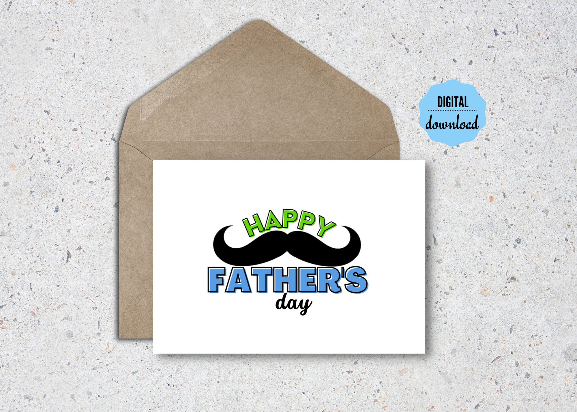 Printable Father's Day Card With Envelope, Digital Instant Download ...