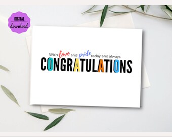 Printable Congratulations Card With Envelope Digital Instant - Etsy