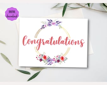 Printable Congratulations Card With Envelope Digital Instant - Etsy