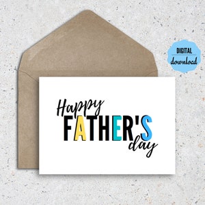 Printable Father's Day Card With Envelope, Digital Instant Download ...