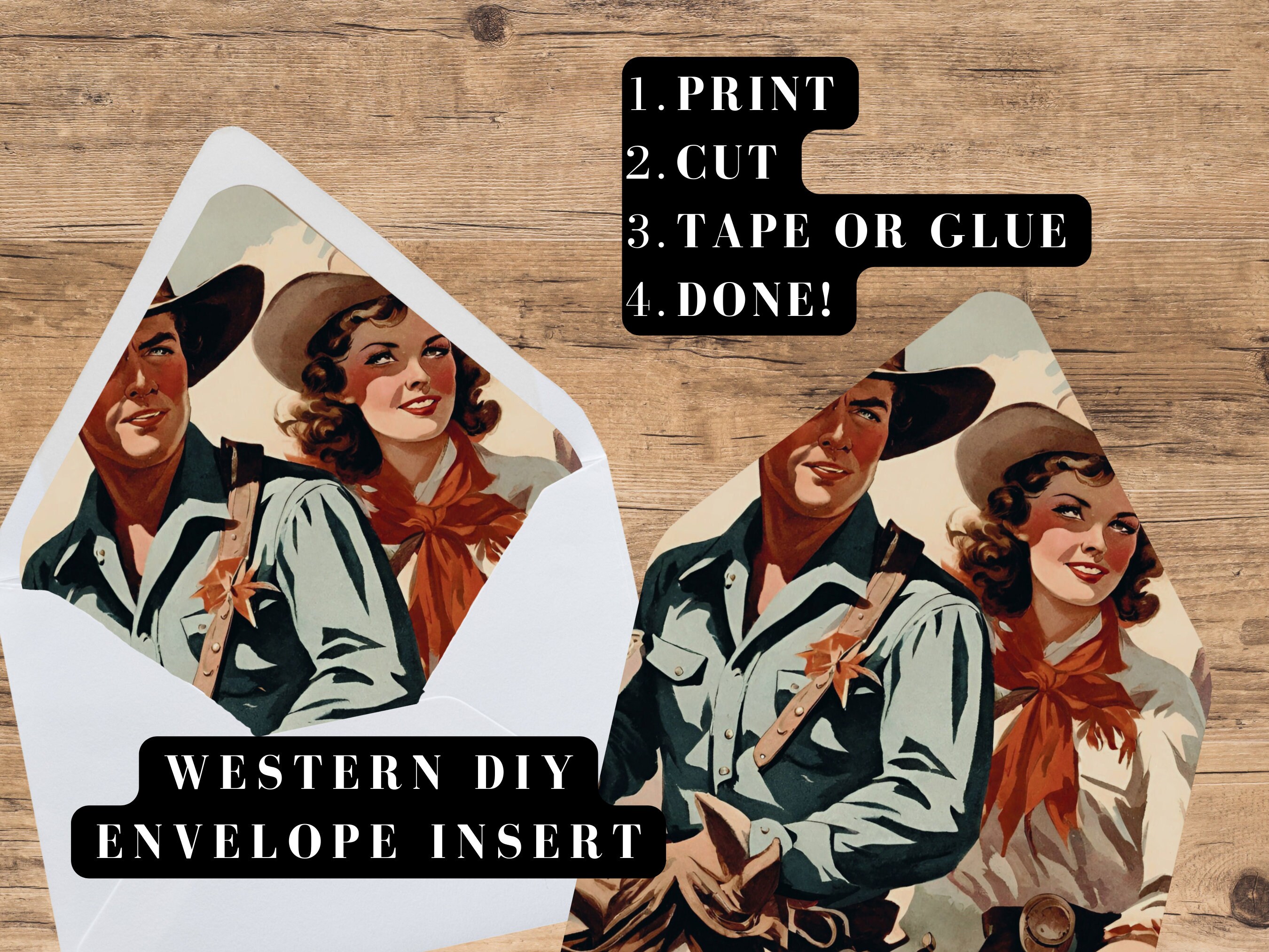 Western Wedding Envelope Insert DIY Envelope Liner Envelope Insert ...