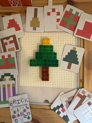 Building Bricks Instruction Flash Cards Christmas and Holiday Designs ...