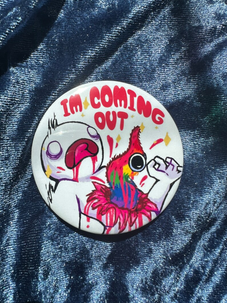 Worm on a String Coming Out Button - Etsy