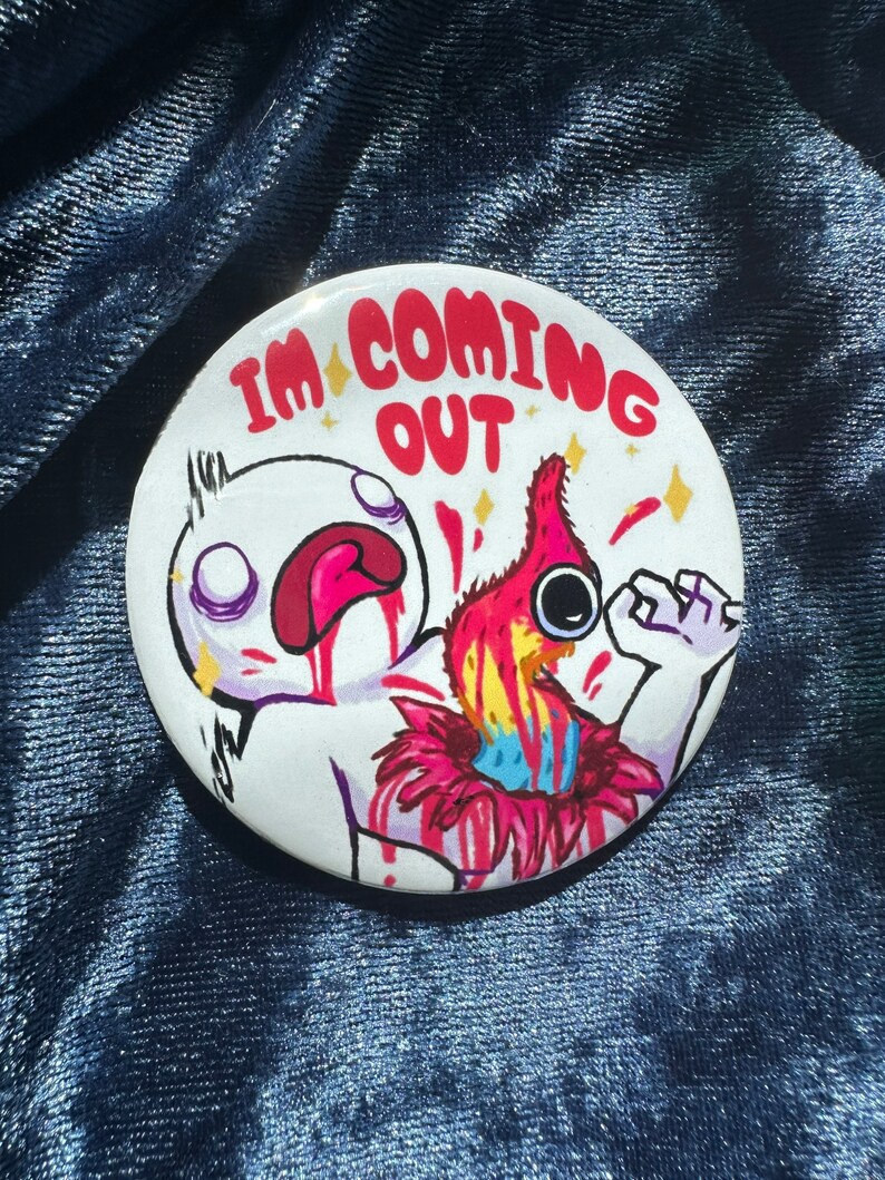 Worm on a String Coming Out Button - Etsy