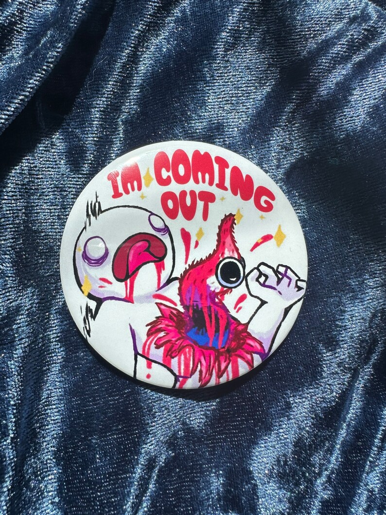 Worm on a String Coming Out Button - Etsy